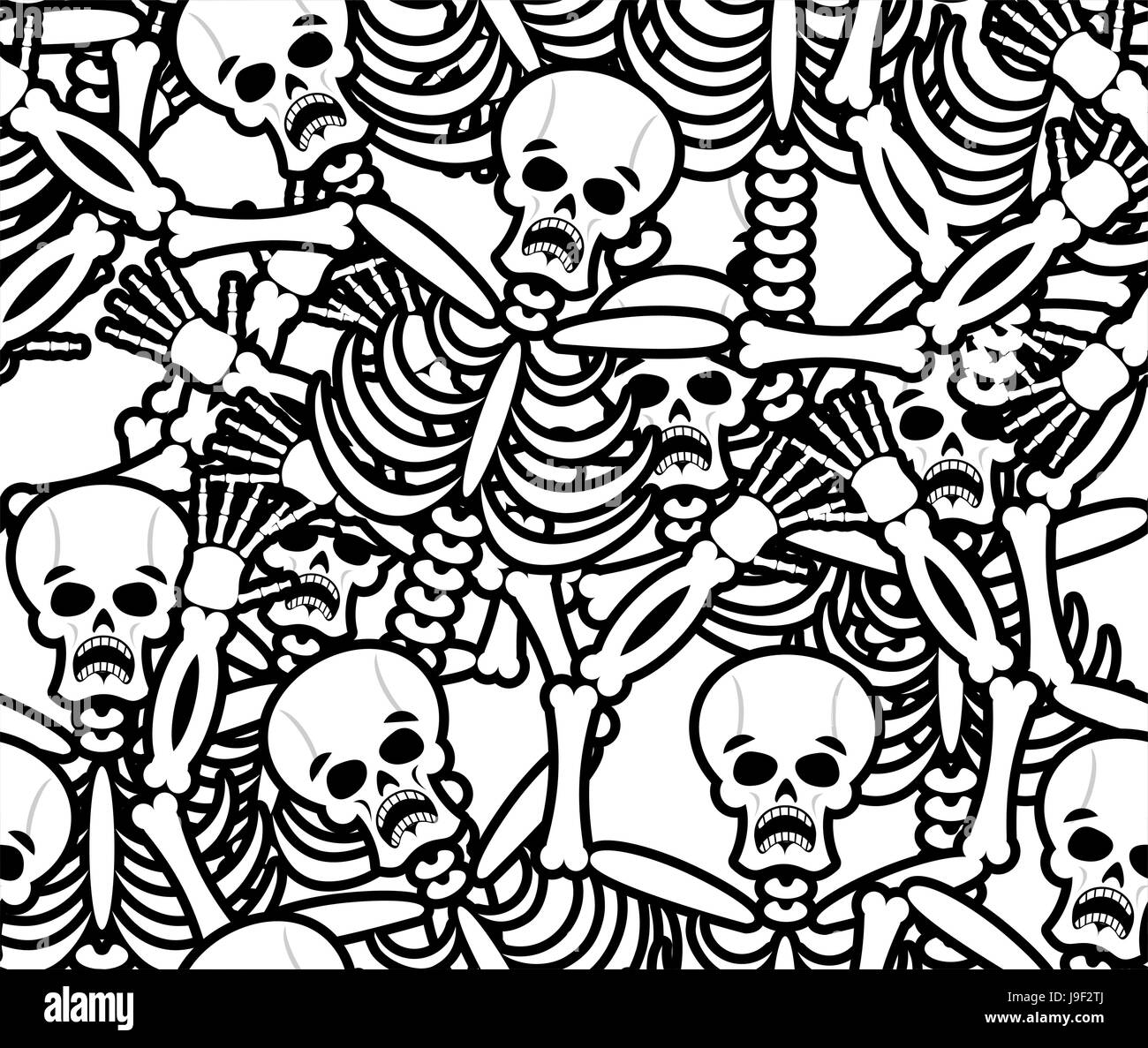 Sinners seamless pattern. Skeleton in Hell background. Ornament of dead. Bones and skull texture ...