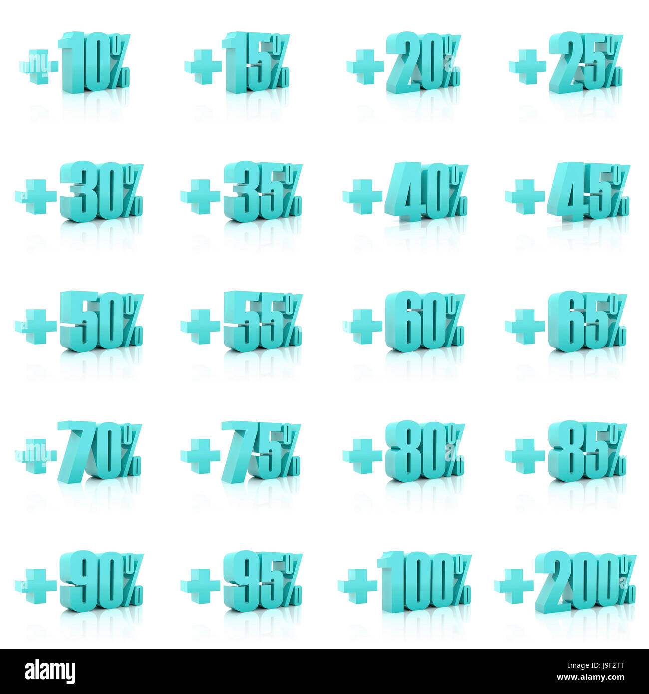 Set of 3D plus percent. Numbers. Over white background. Concept 3D ...