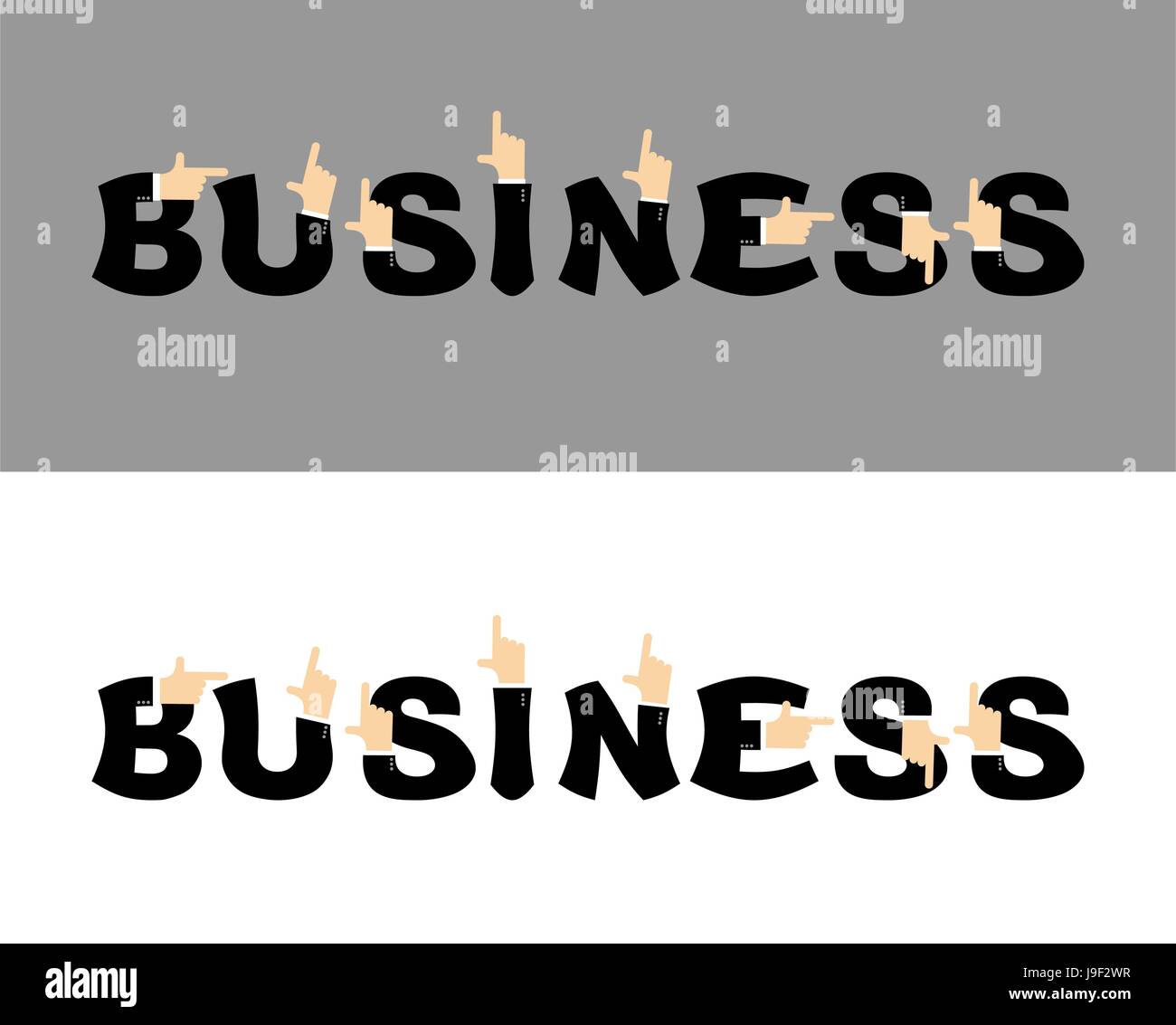 Business typography. Pointing hand alphabet. Businessman hand ABC ...