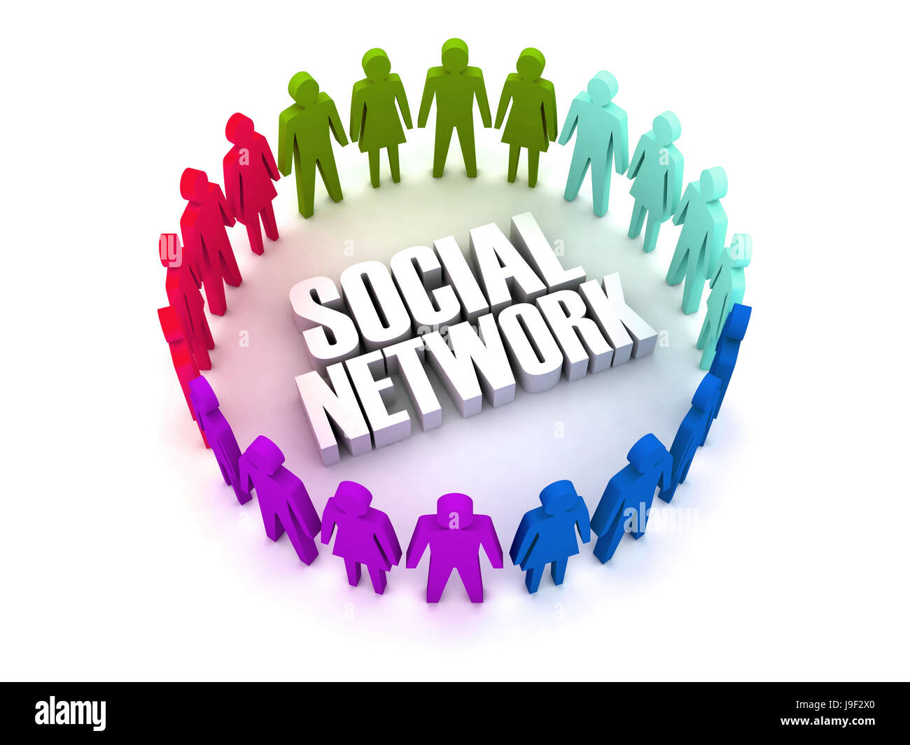 Social Network. Different people connections. Concept 3D illustration ...