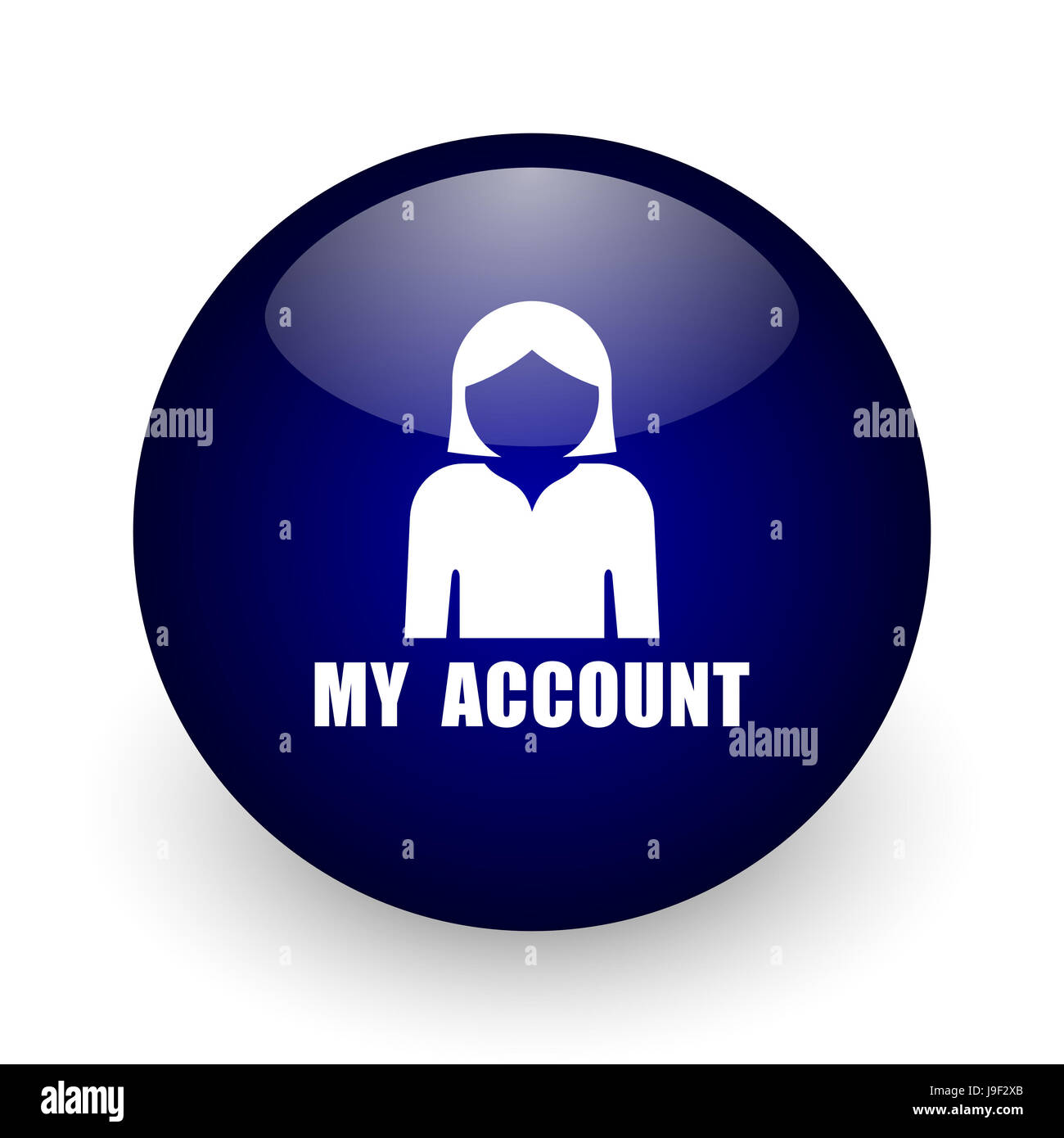 My account blue glossy ball web icon on white background. Round 3d ...