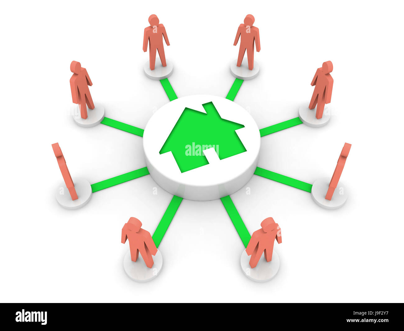 House problem connects people. Hostel. Concept 3D illustration Stock ...