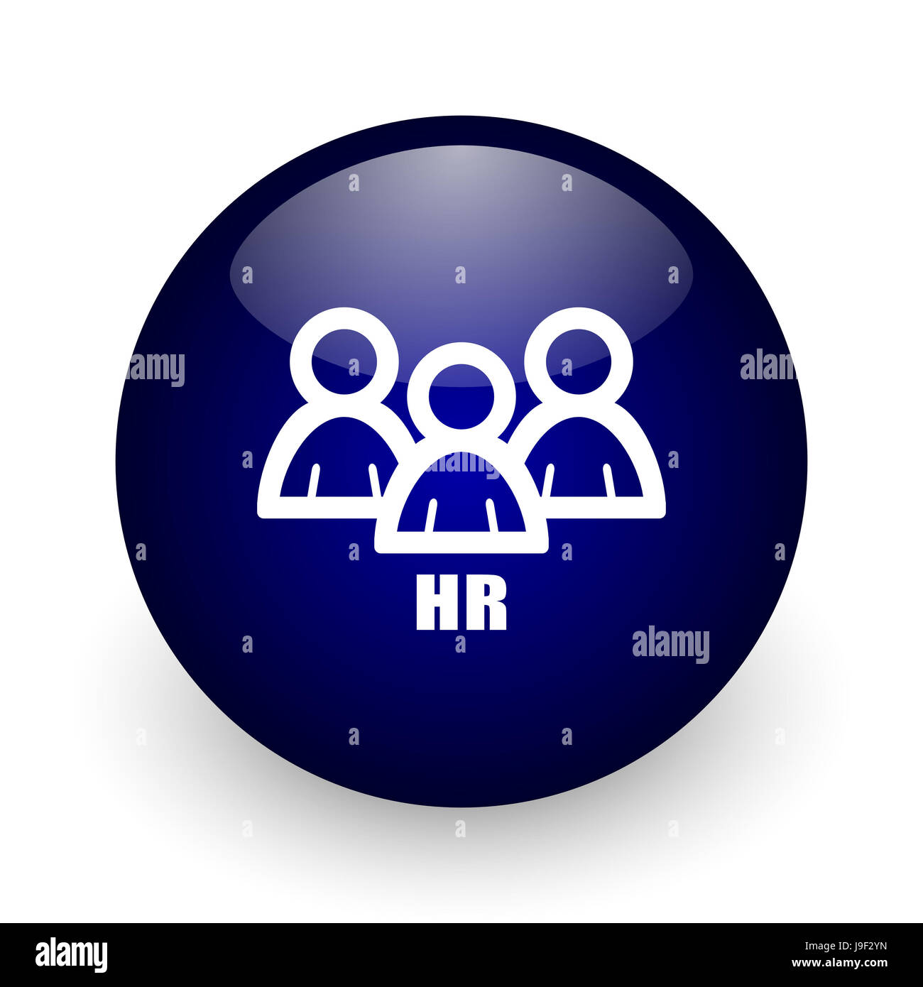 HR blue glossy ball web icon on white background. Round 3d render ...
