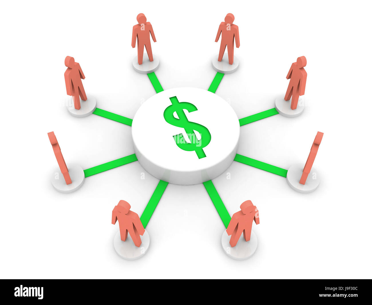 Money connect people. Finance source. Concept 3D illustration Stock ...