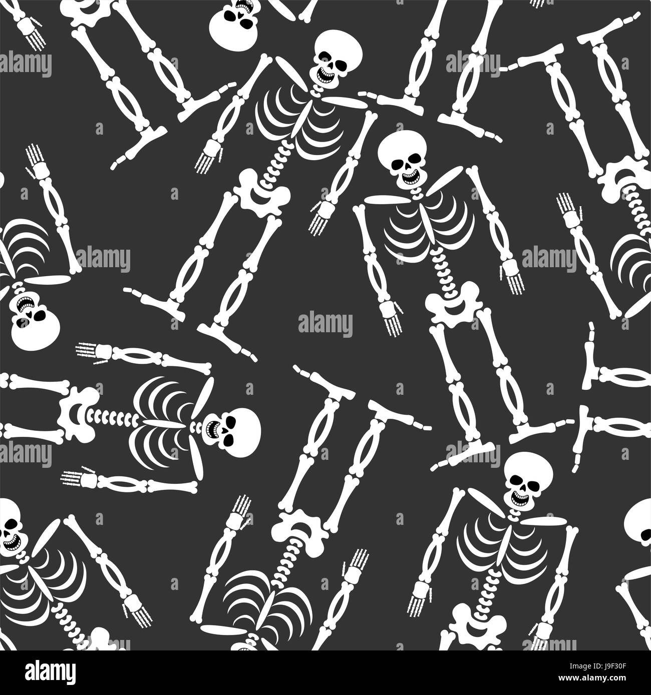 Skeleton seamless pattern. Bones and skull ornament. Ornament of dead ...