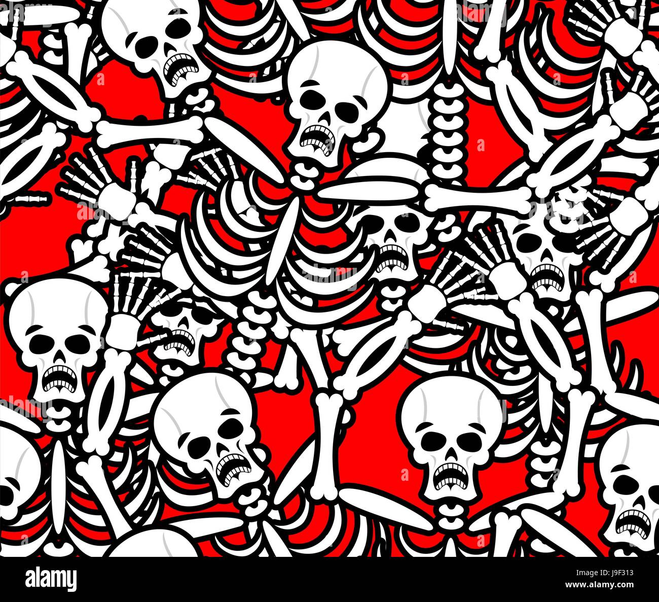 Hell seamless pattern. Skeleton in Sinners background. Ornament of dead ...