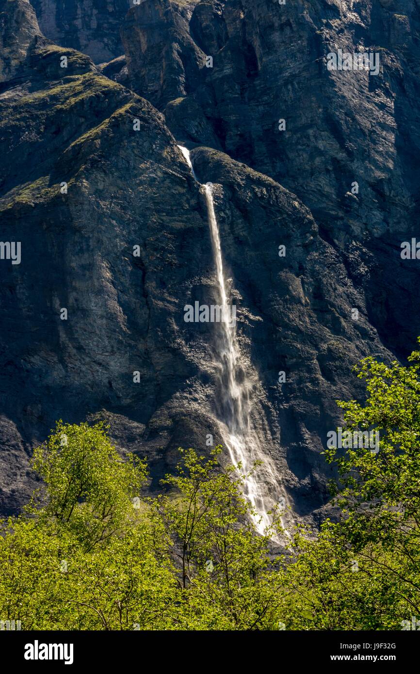 Mountain peaks at Sixt Fer a Cheval near Samoens. Haute Savoie. France ...