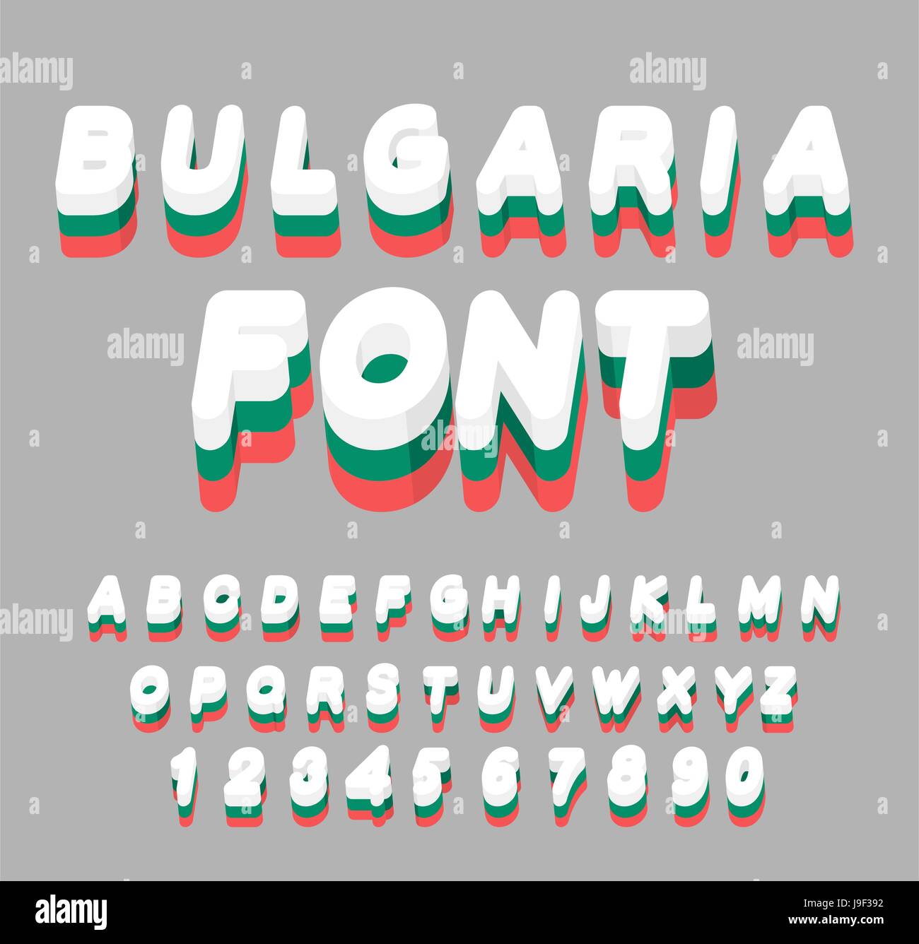 Bulgaria font. Bulgarian flag on letters. National Patriotic alphabet ...