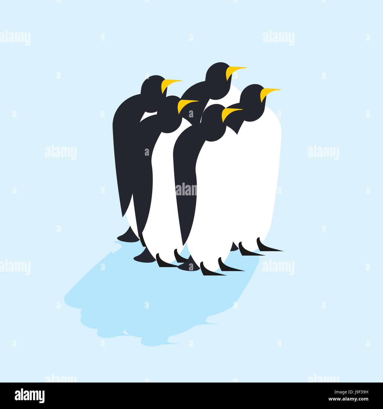 Group of penguins. Arctic animals on ice. Antarctic Birds. flock of ...