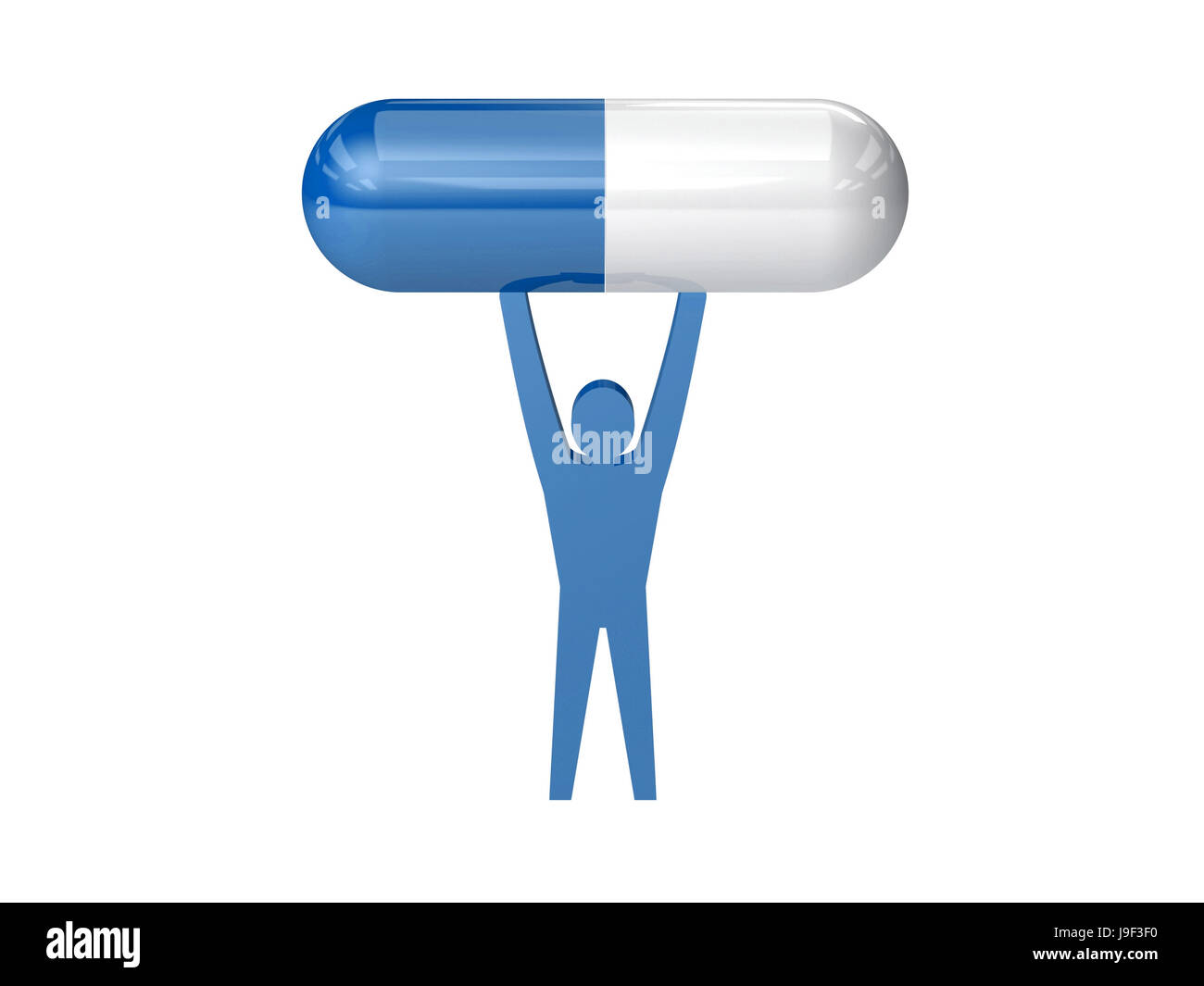 Man holding medical pill. Concept 3D illustration Stock Photo - Alamy