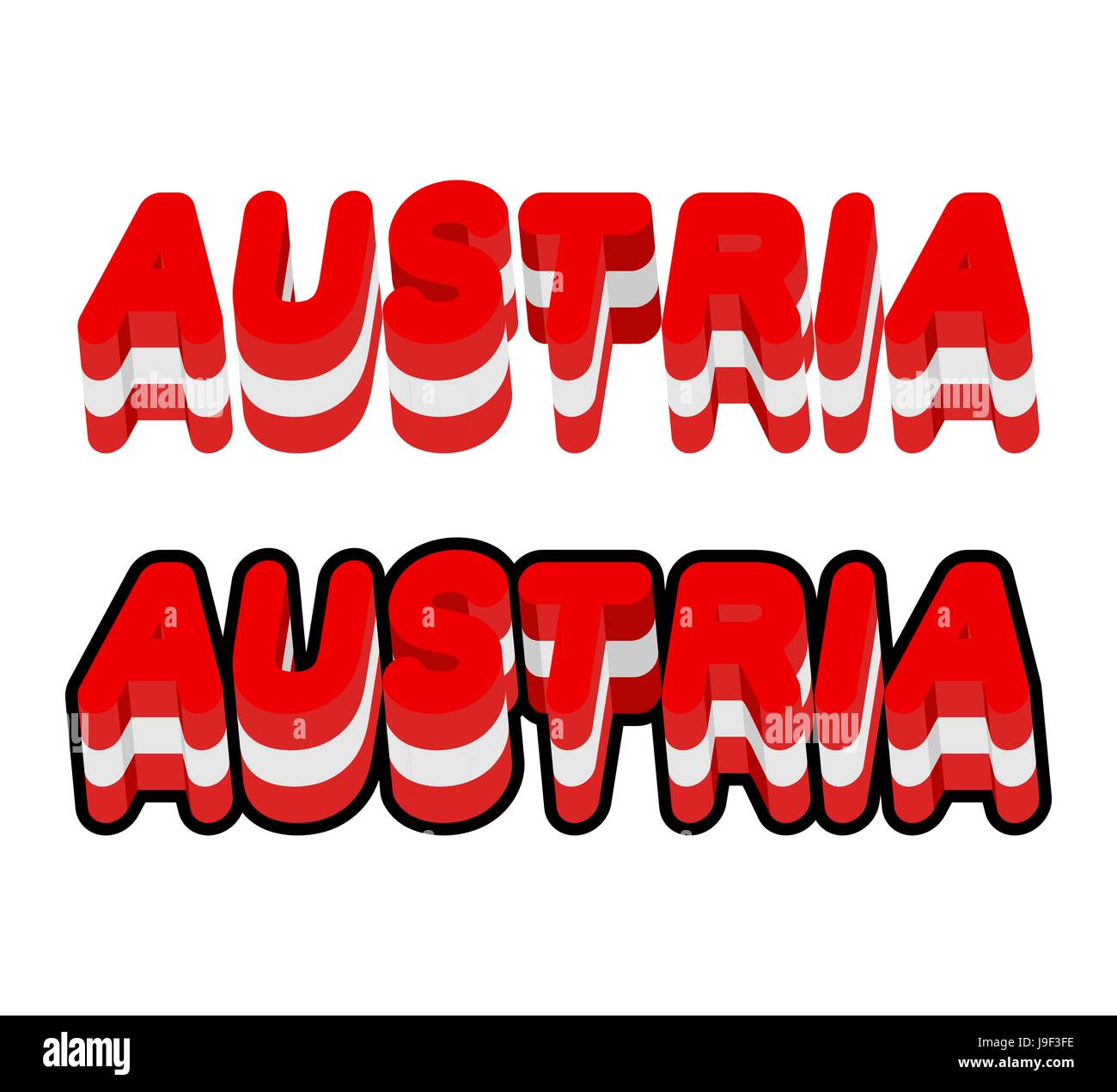 Austria typography. Text of Austrian flag. Emblem of European countries ...