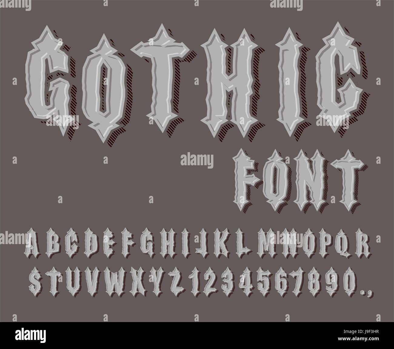 Gothic font. Medieval letter and digit. Awesome Alphabet. Font for ...