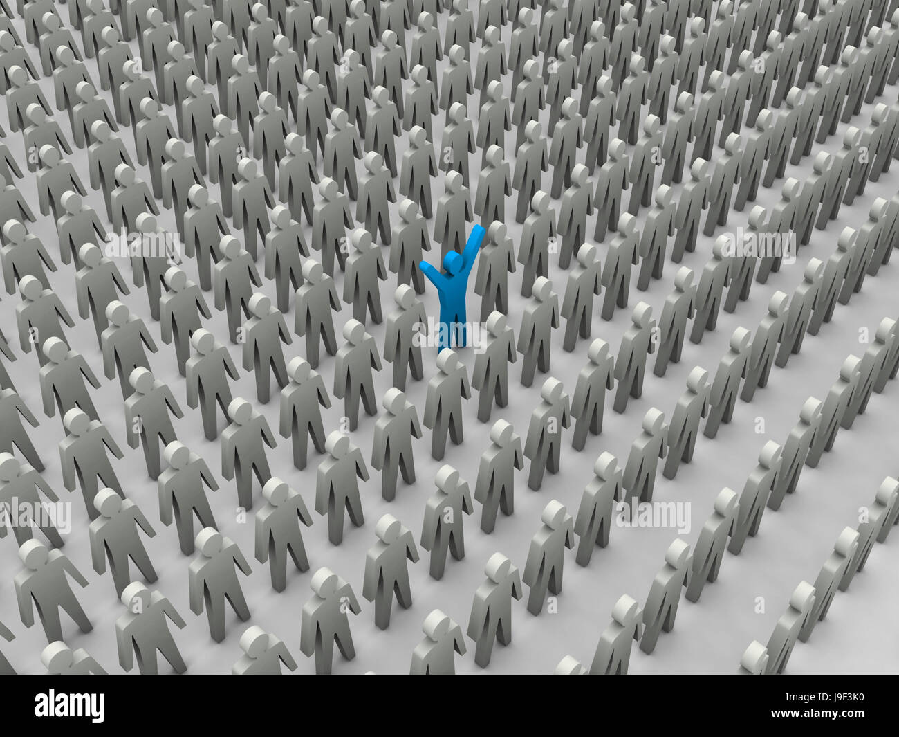 Unique person in crowd. Concept 3D illustration Stock Photo - Alamy