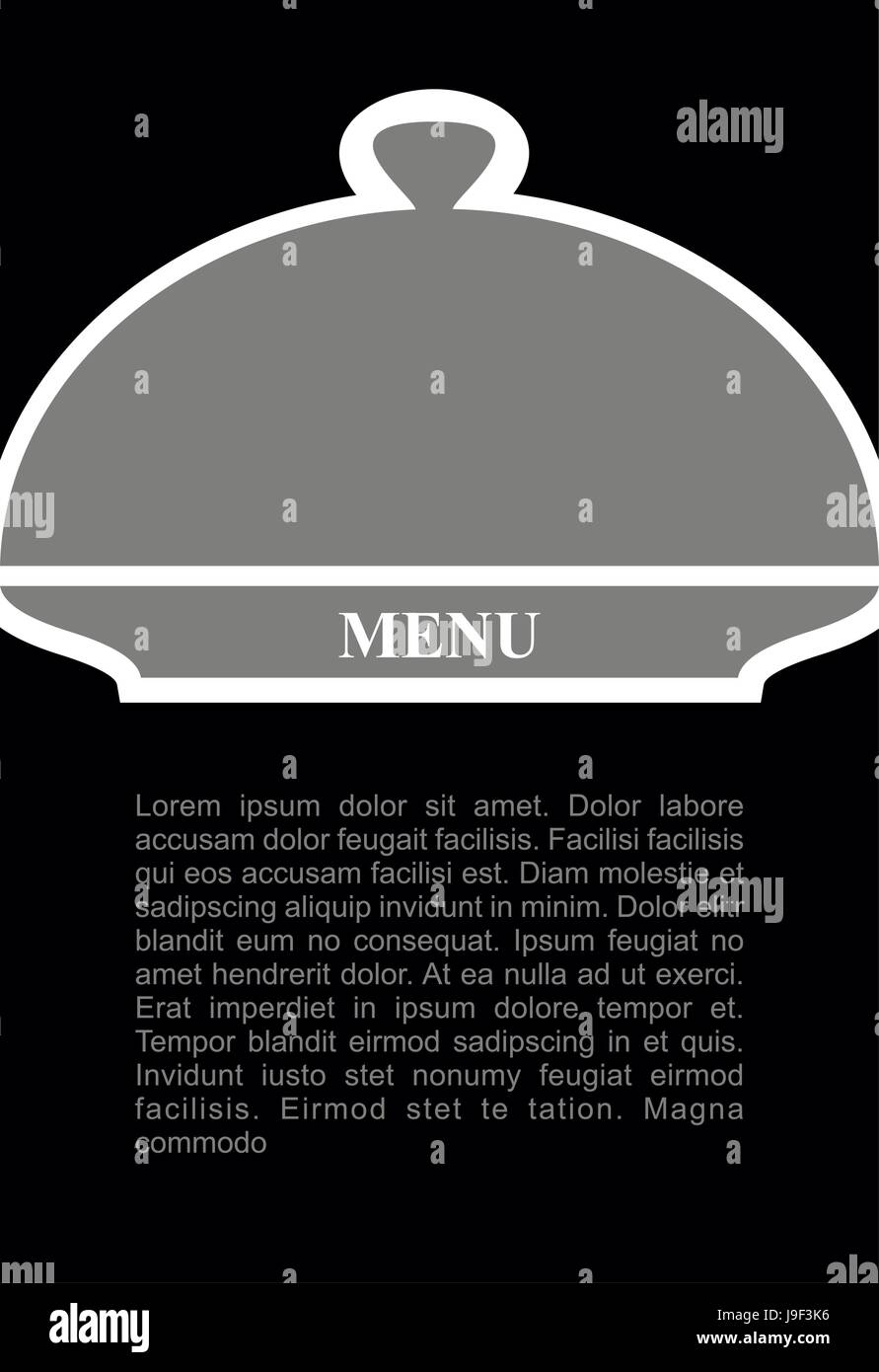 Cover for hot dishes. Cloche on black background. Template for menu of ...