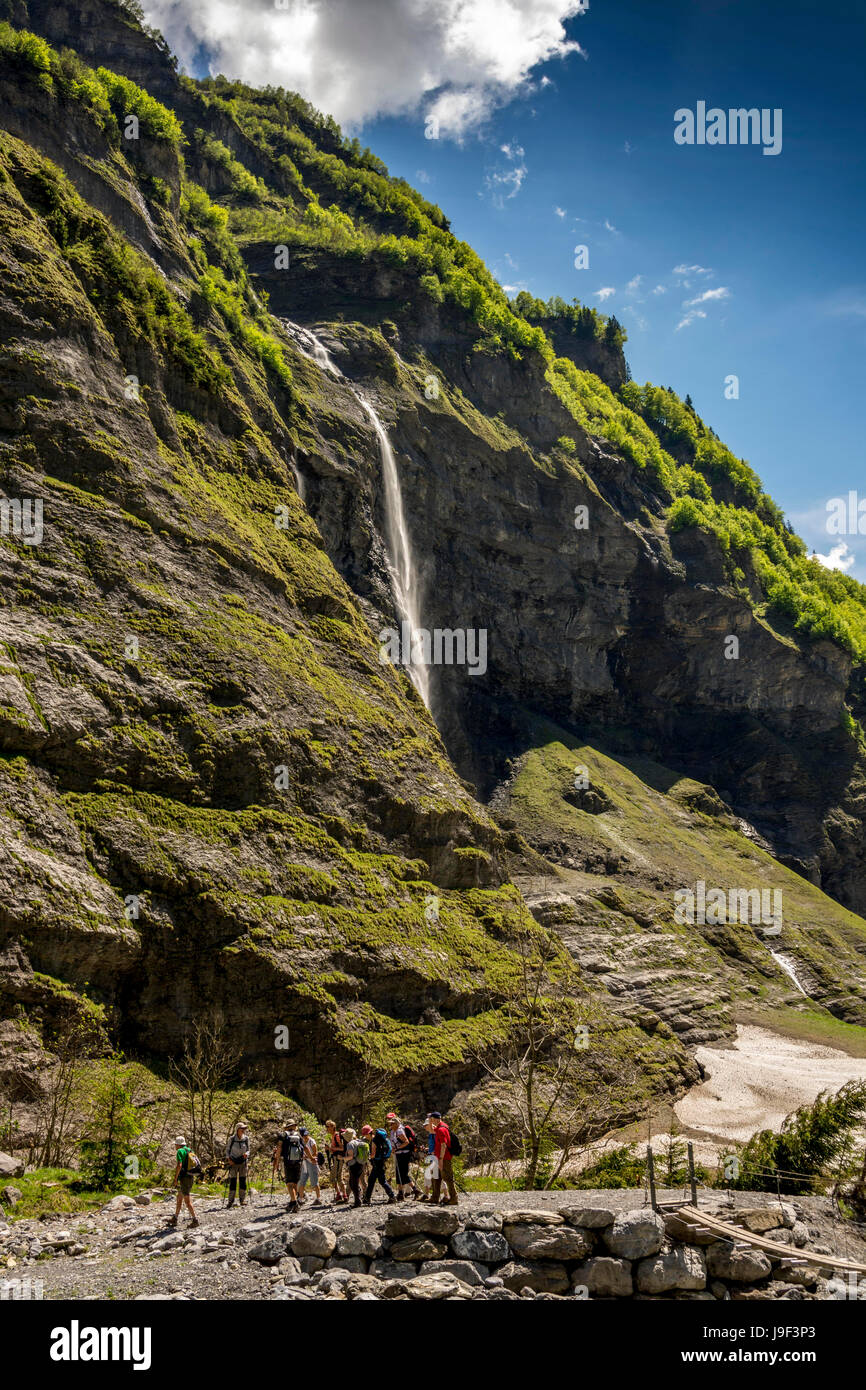 Mountain peaks at Sixt Fer a Cheval near Samoens. Haute Savoie. France ...