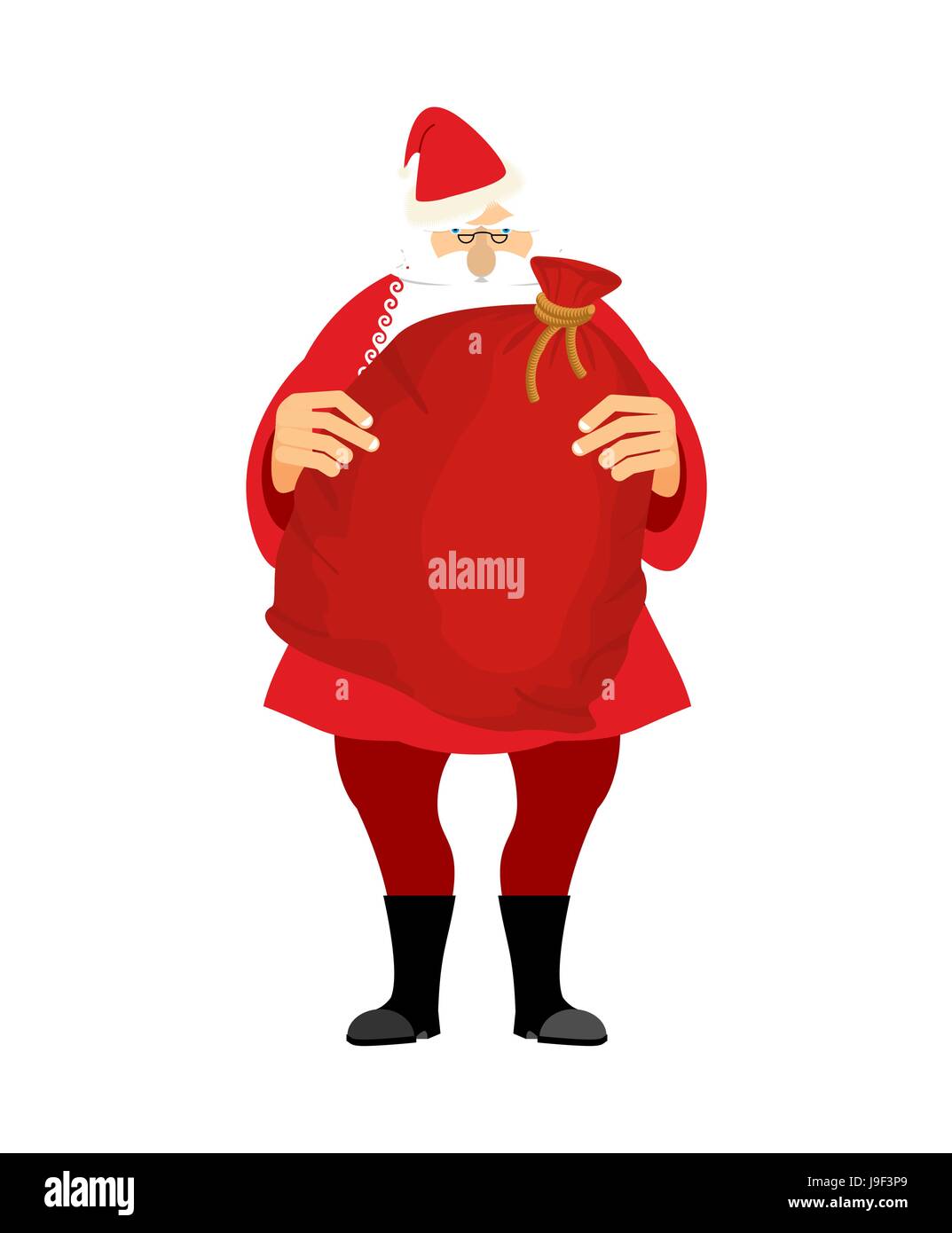 Santa and bag with gifts isolated. Big red sack. Gifts for Christmas ...
