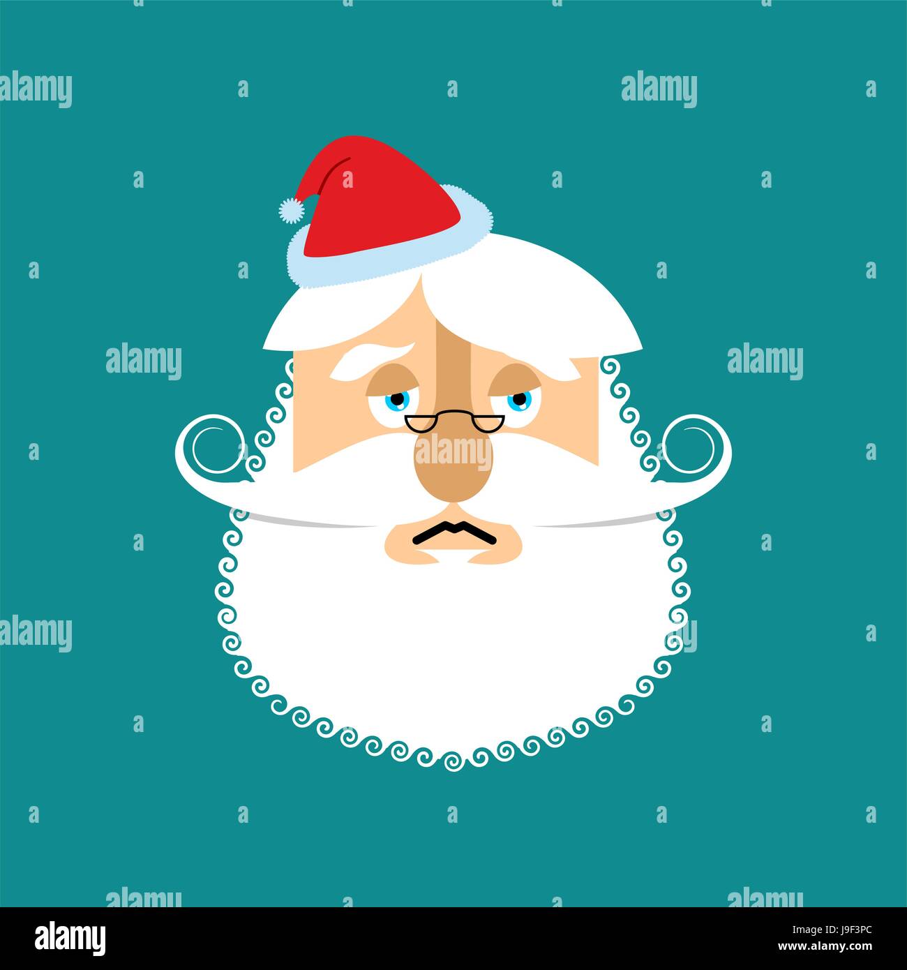 Sad Santa Claus Emoji. sorrowful Santa. grandfather with beard and ...