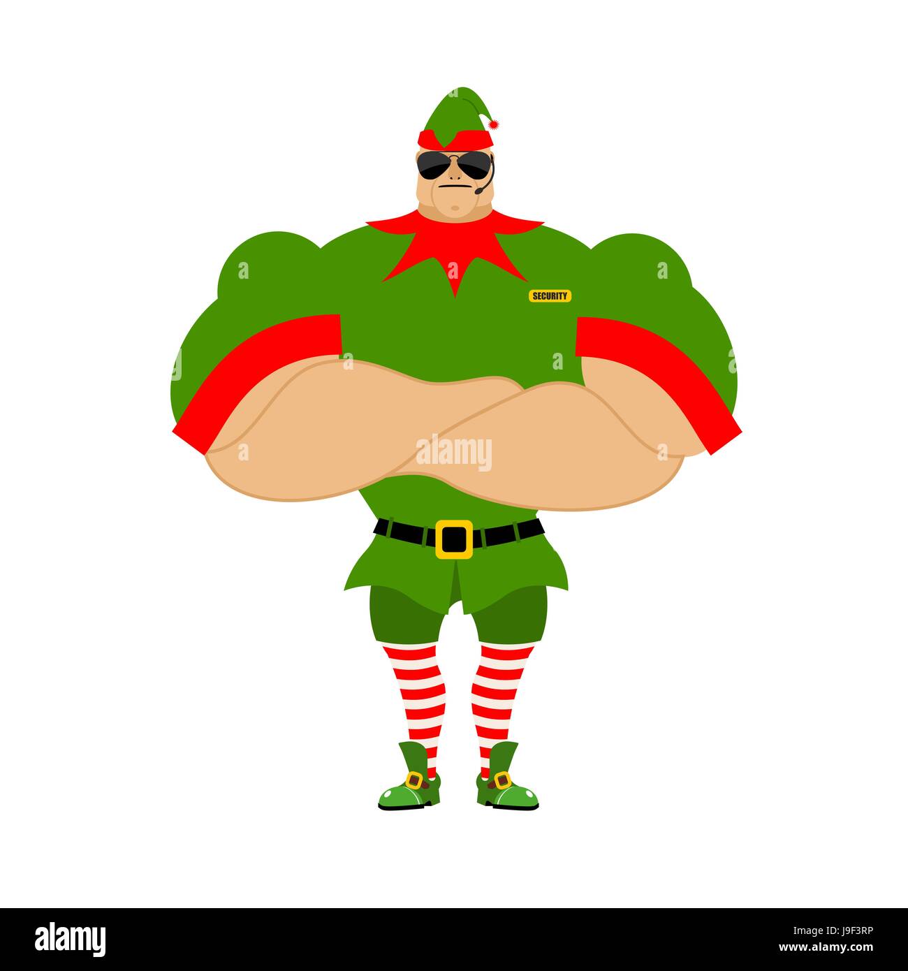 Santa Elf strong. Christmas guards. Protecting gifts for new year ...