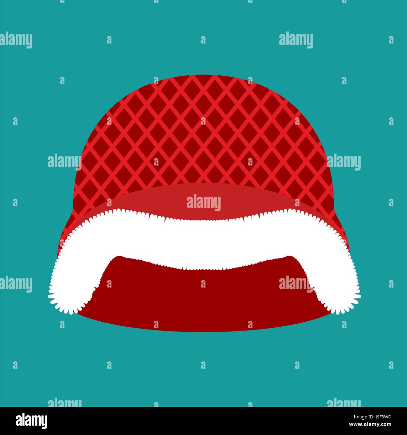 Santa Claus Helmet. Red Military hard hat with fur. Army Christmas ...