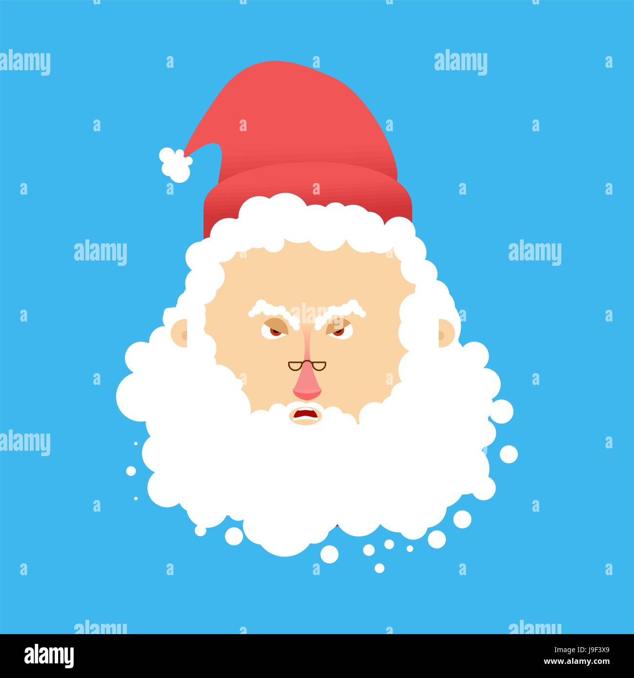 Santa angry Emoji. Aggressive Santa Claus. head of grandfather with ...