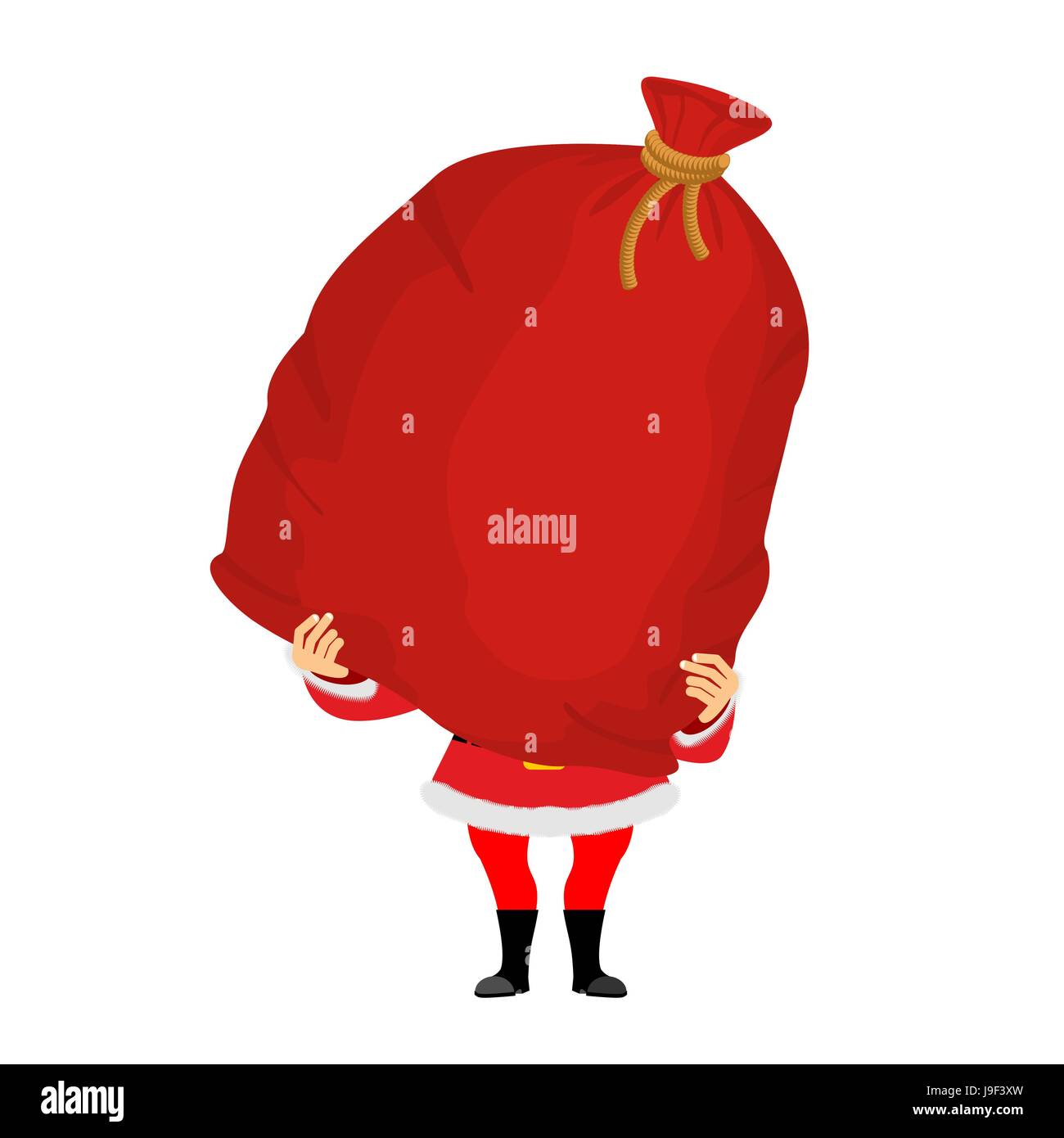 Santa and bag with gifts isolated. Big red sack. Gifts for Christmas ...