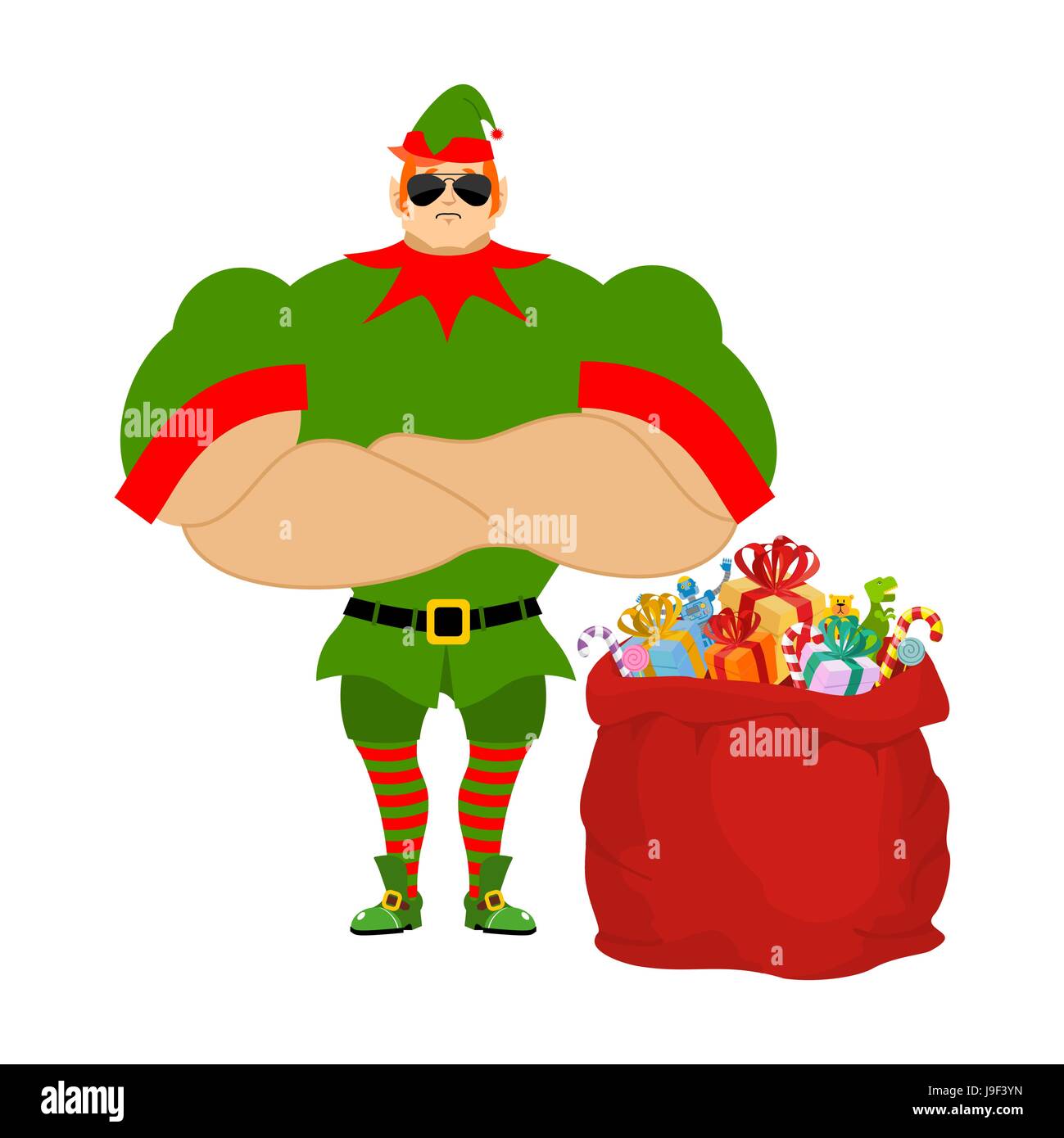 Santa In Suit With A Bodyguard