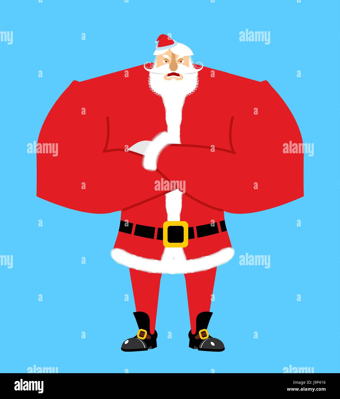 Santa angry. Aggressive Santa Claus. Christmas Grandfather with beard ...