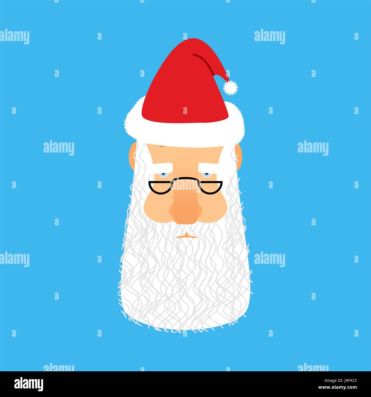 Santa Claus face avatar. Christmas grandfather head with beard and ...