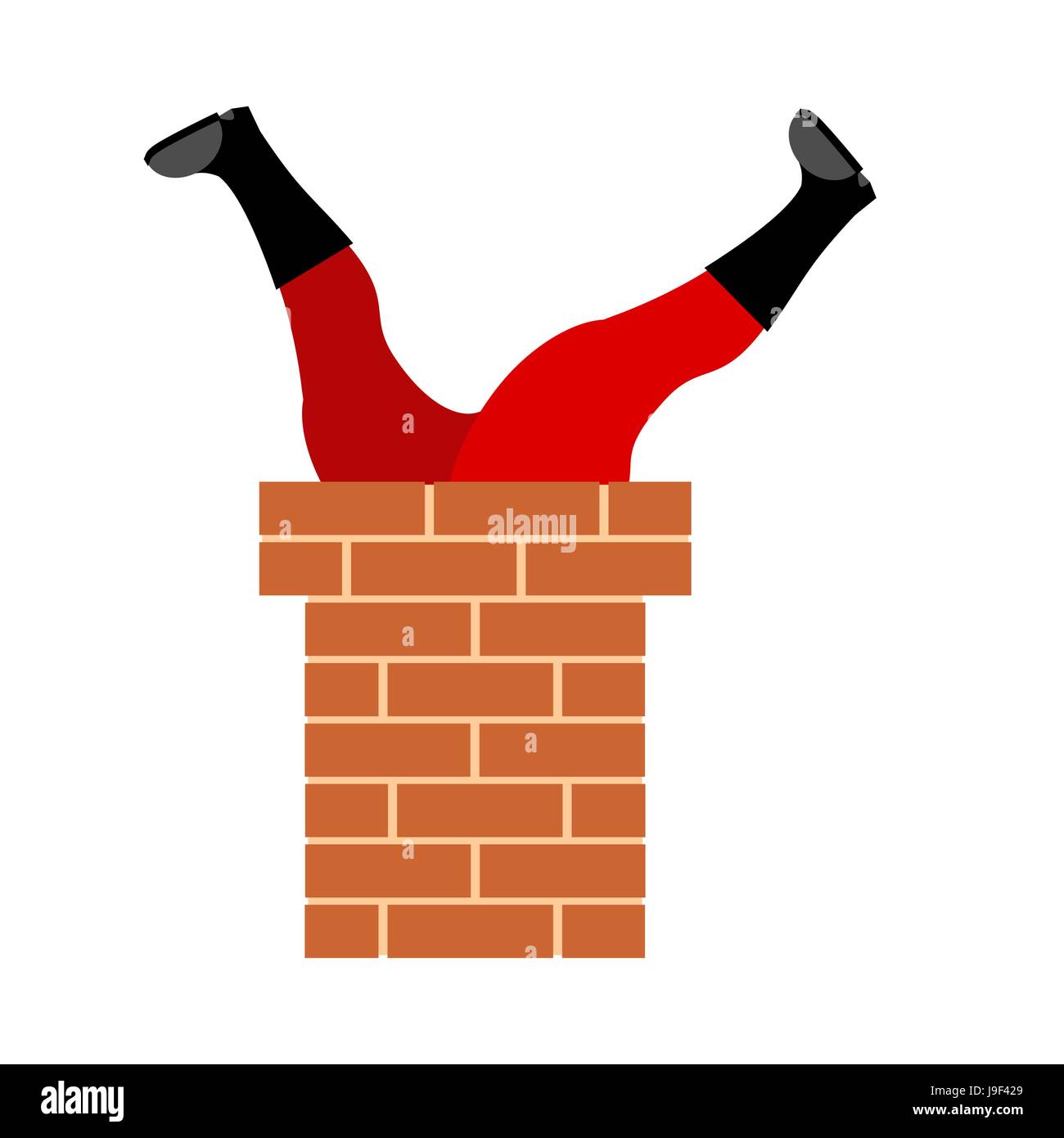 Santa Claus stuck in chimney. Legs Santa isolated. Christmas and New ...