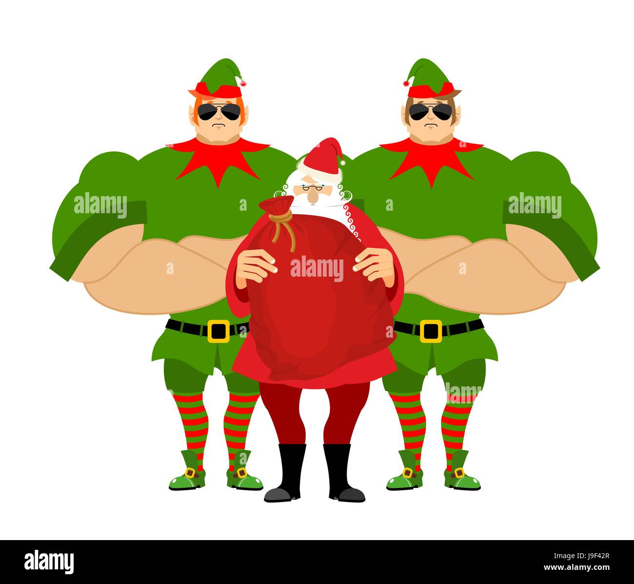 Santa Claus And Elves Bodyguards Christmas Santa And Guards