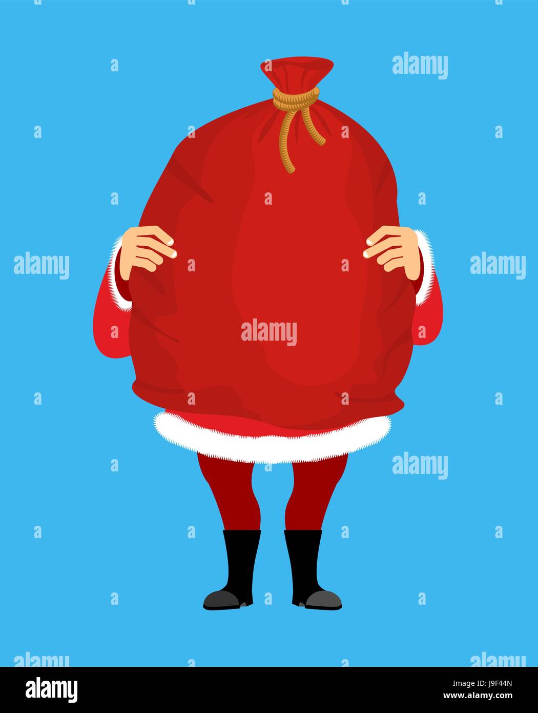 Santa and bag with gifts isolated. Big red sack. Gifts for Christmas ...