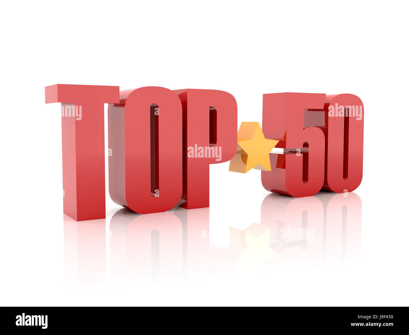 Top fifty red word isolated on white background. 3D illustration Stock ...