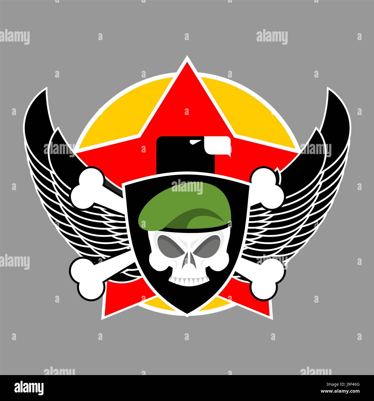 Military emblem. Army logo. Soldiers badge. Skull in beret. Wings and ...