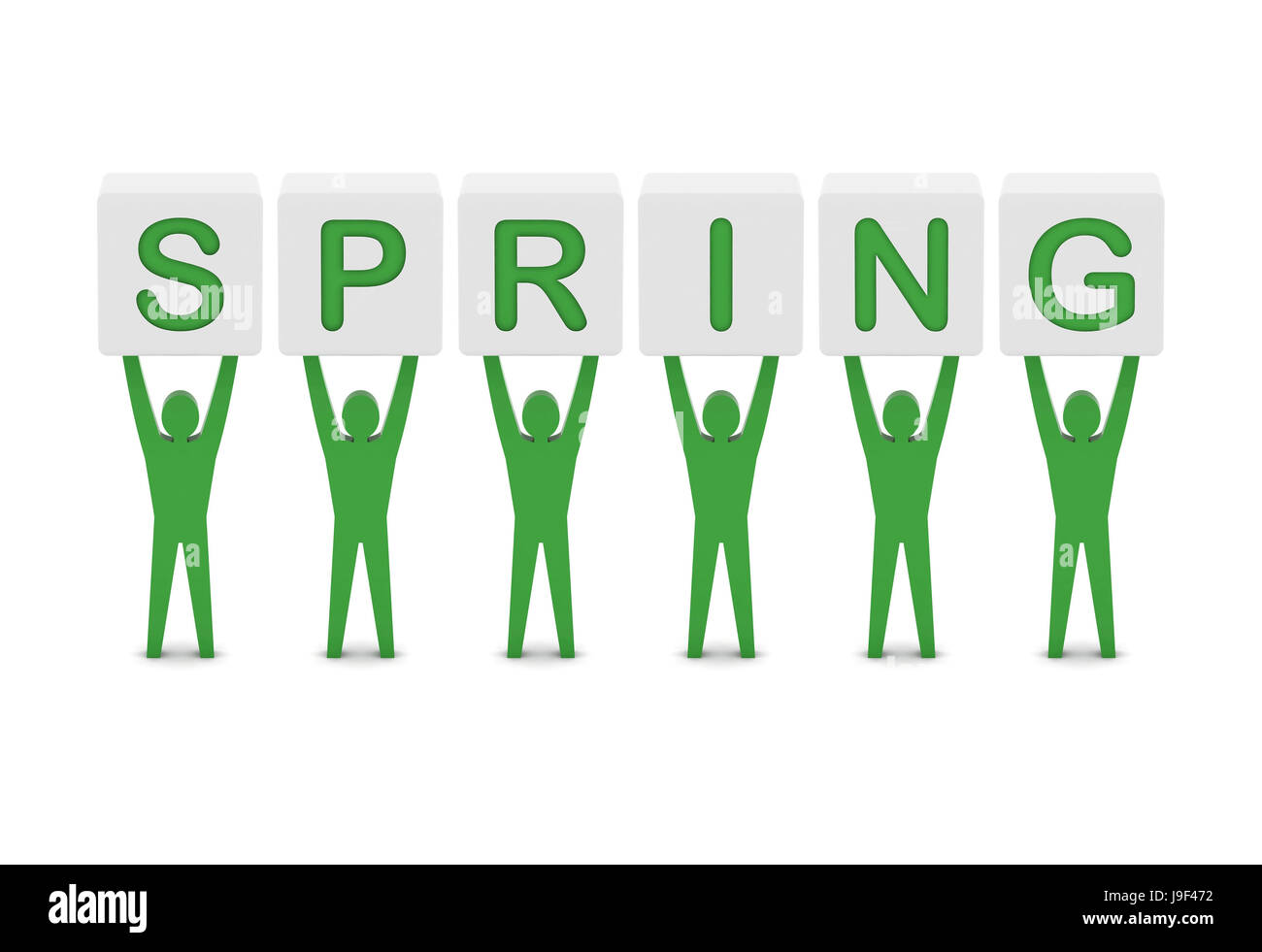 Men holding the word spring. Concept 3D illustration Stock Photo - Alamy