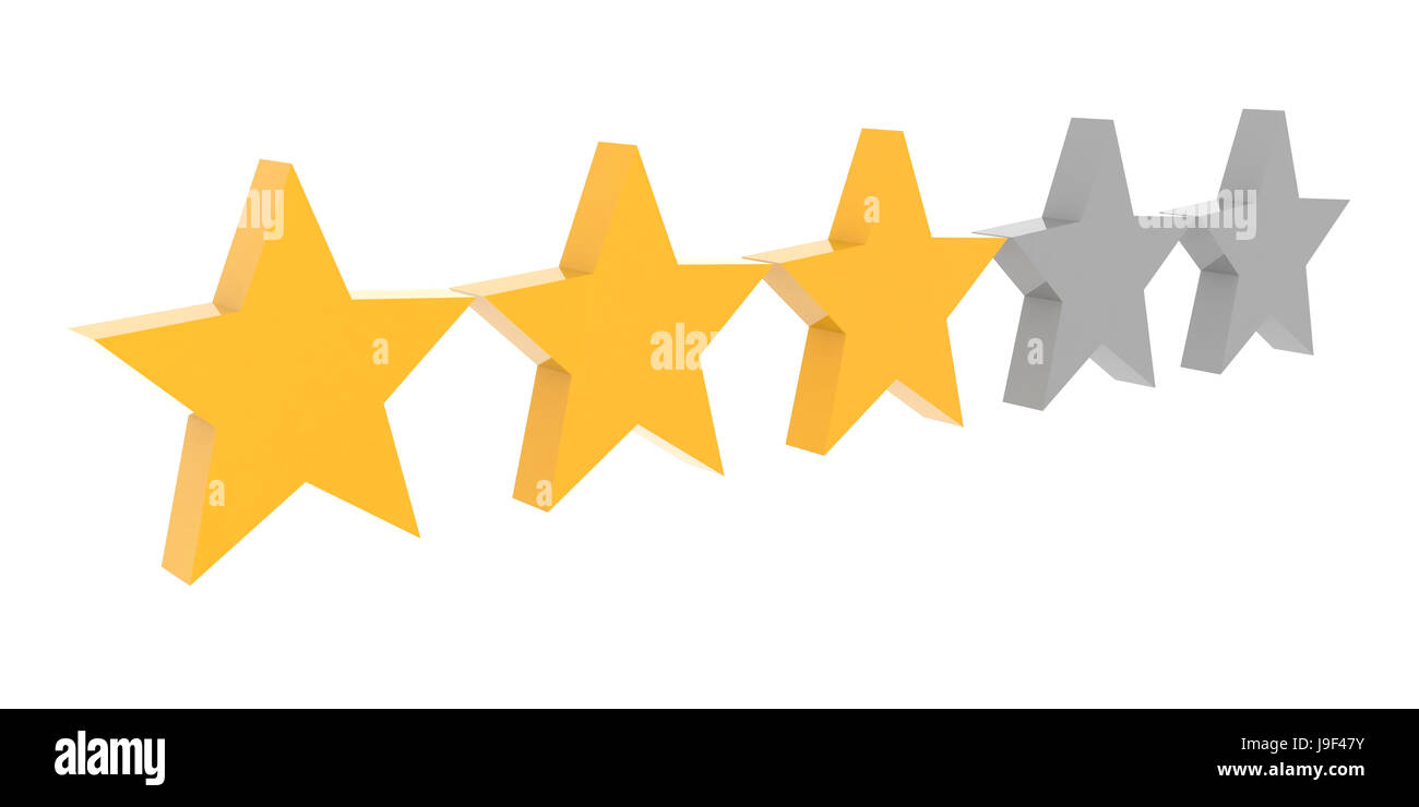 Three stars rating. Concept 3D illustration Stock Photo - Alamy