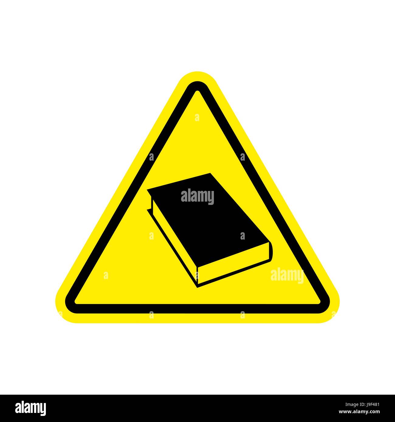 Book Warning sign yellow. Reading Hazard attention symbol. Danger road ...