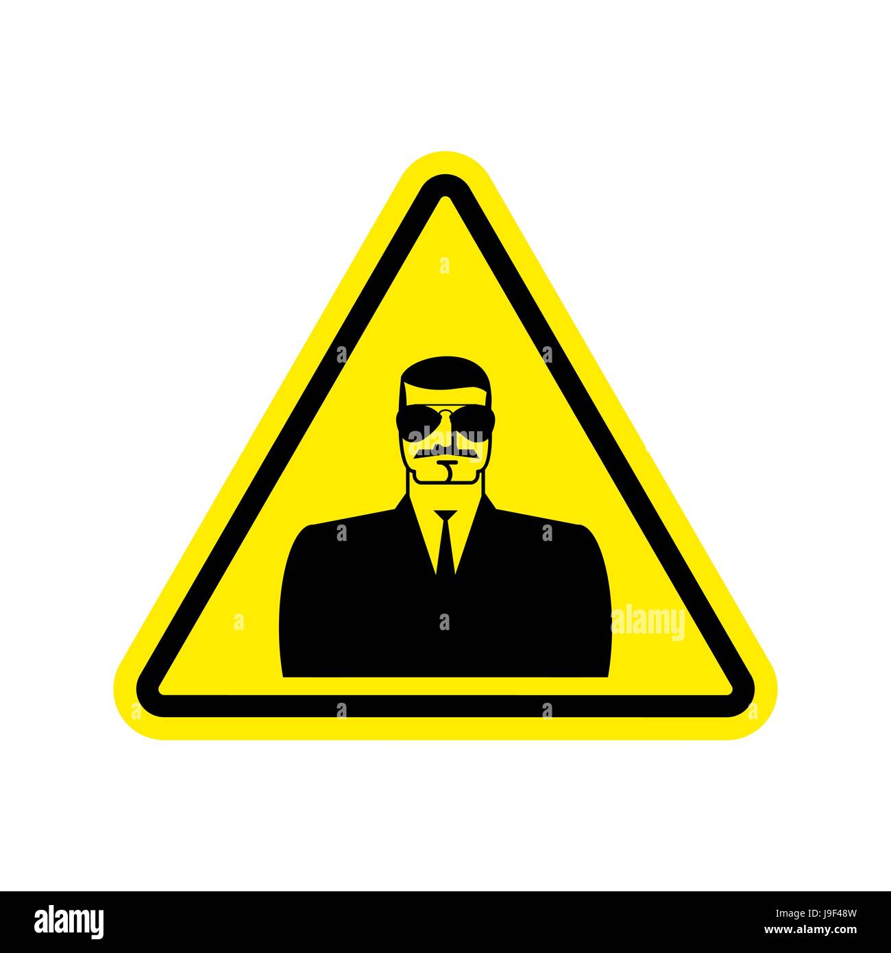Spy Warning sign yellow. Secret Agent Hazard attention symbol. Danger ...