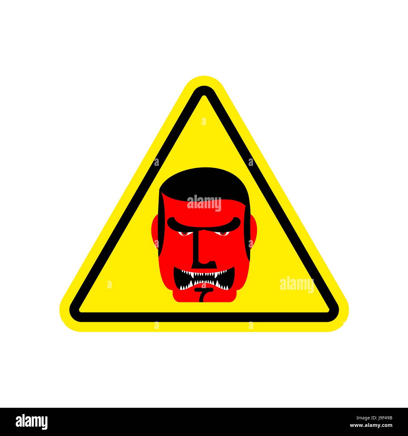 Angry Boss Warning sign yellow. Evil Head Hazard attention symbol ...