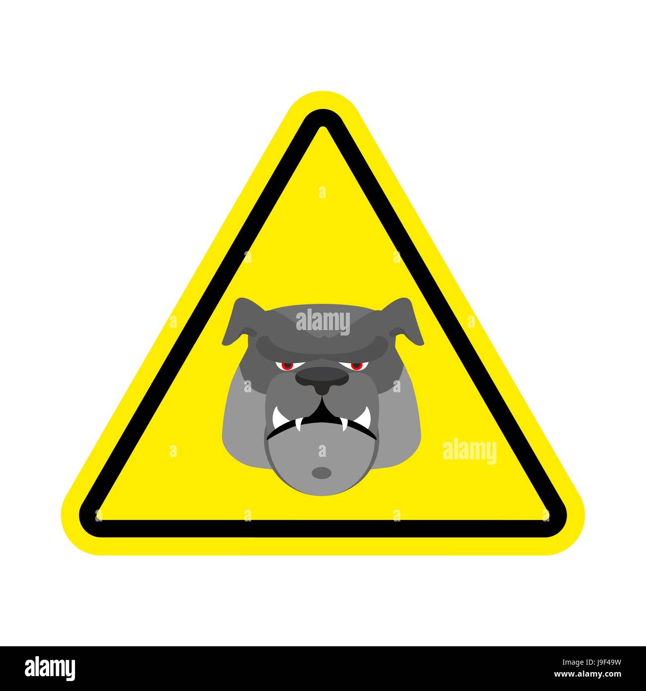 Angry Dog Warning sign yellow. Bulldog Hazard attention symbol. Danger ...