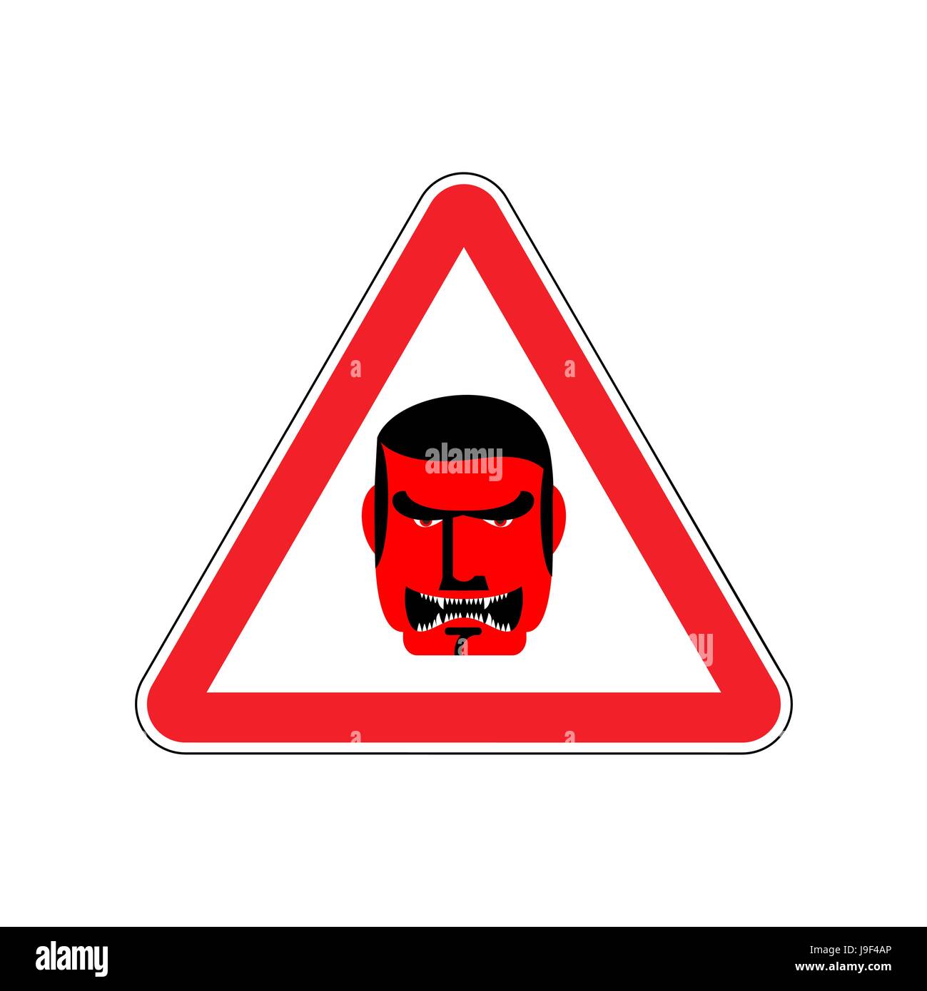 Angry Boss Warning sign red. Evil Head Hazard attention symbol. Danger ...