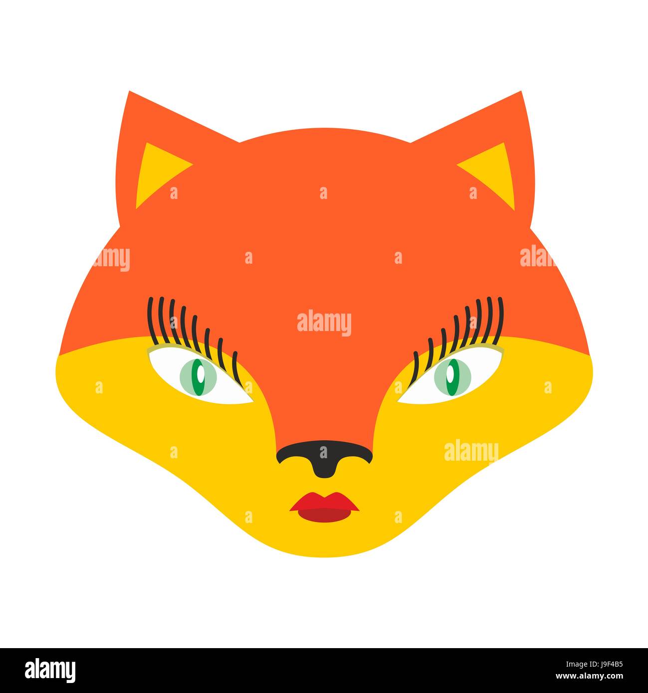 Fox face. Cute she-fox head. element for kids design Stock Vector Image ...
