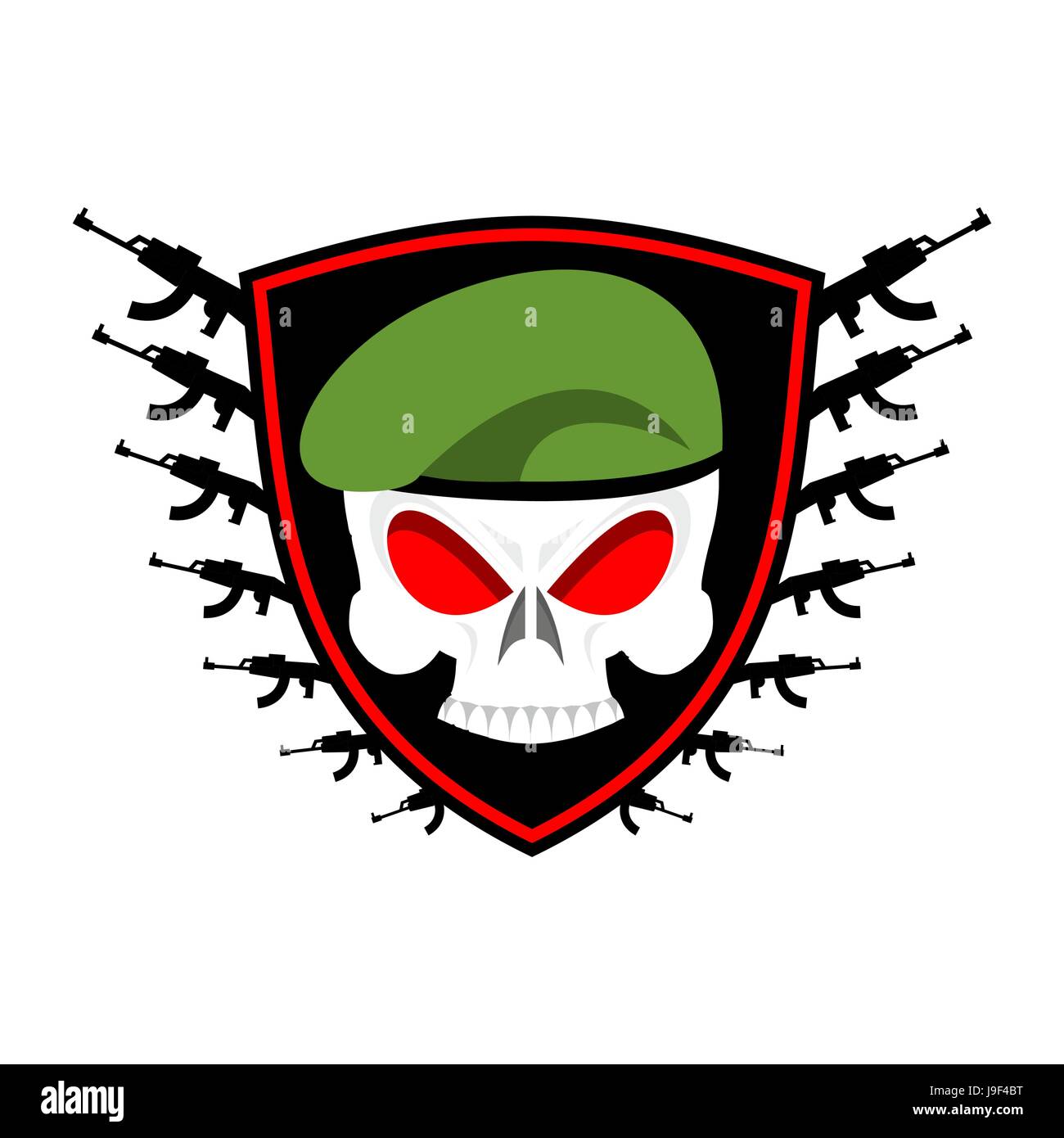 Military emblem Skull in beret. Wings and weapons. Army logo. Soldiers ...