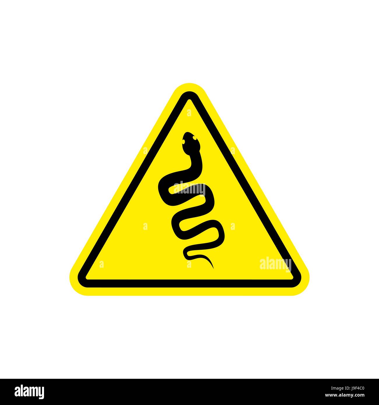 Snake Warning sign yellow. Venomous serpent Hazard attention symbol ...