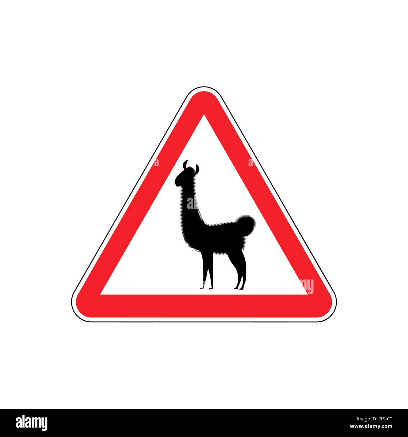 Lama Warning sign red. llama Hazard attention symbol. Danger road sign ...