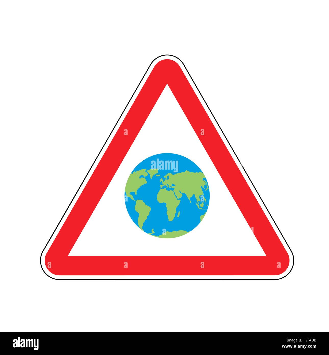 Earth Warning sign red. Planet Hazard attention symbol. Danger road ...