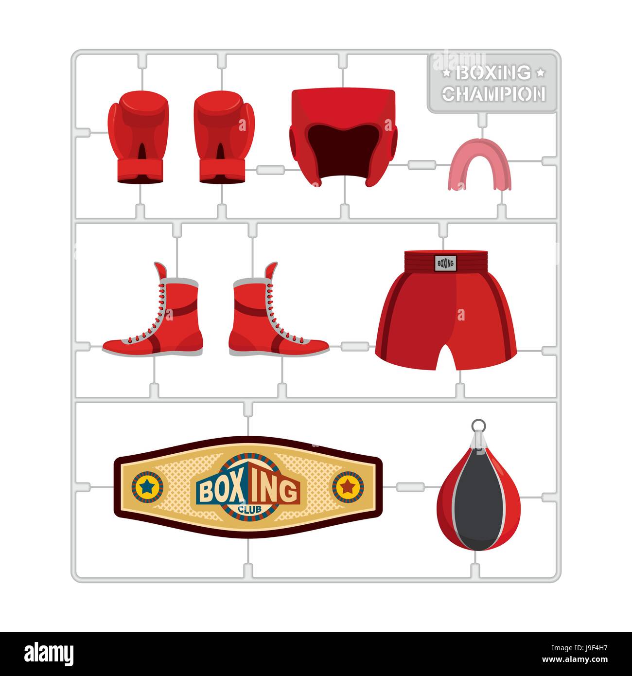 Boxing set. Collection champion. Gloves and protective helmet. Sports ...