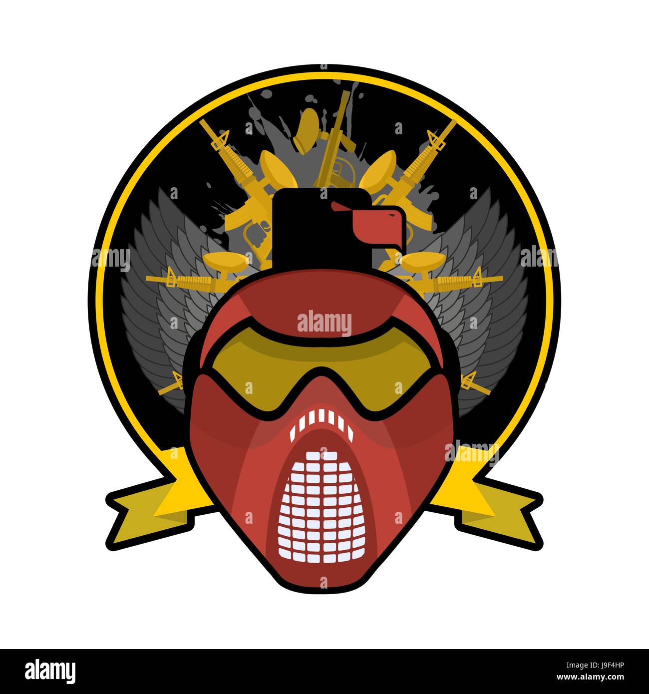 Battle logo. Paintball Helmet and weapons. Military emblem. Army sign ...