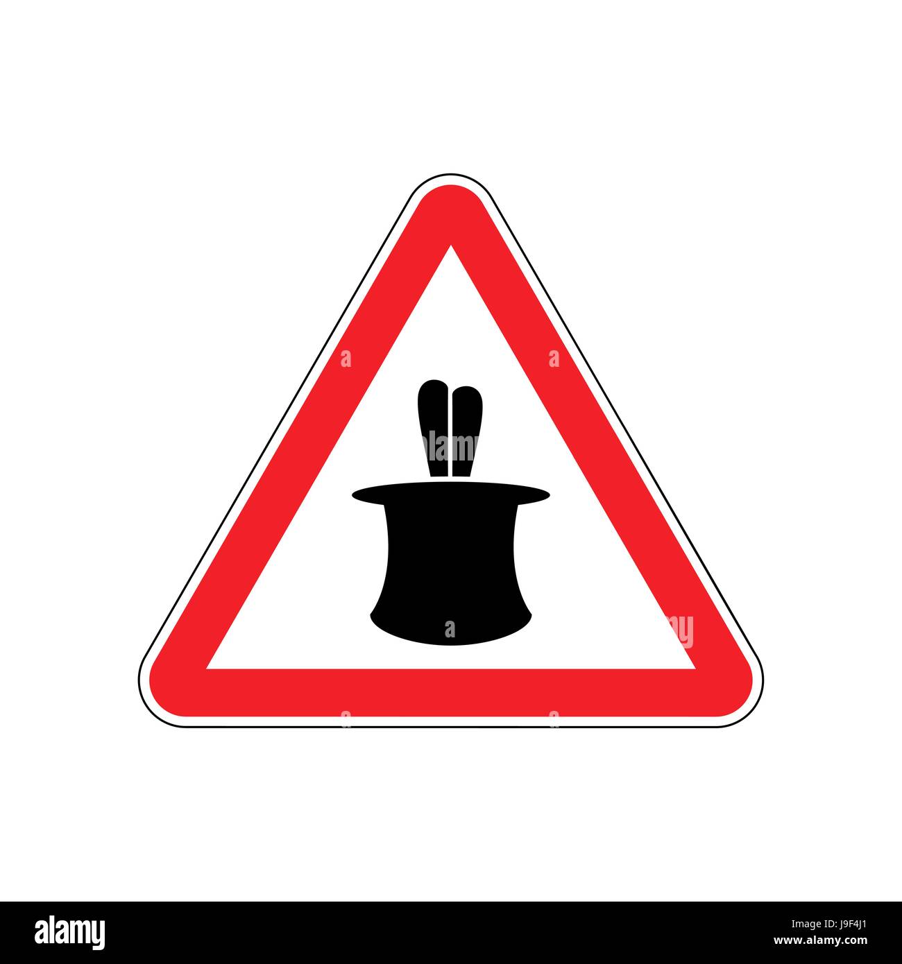 Magic Trick Warning sign red. illusion Hazard attention symbol. Danger ...