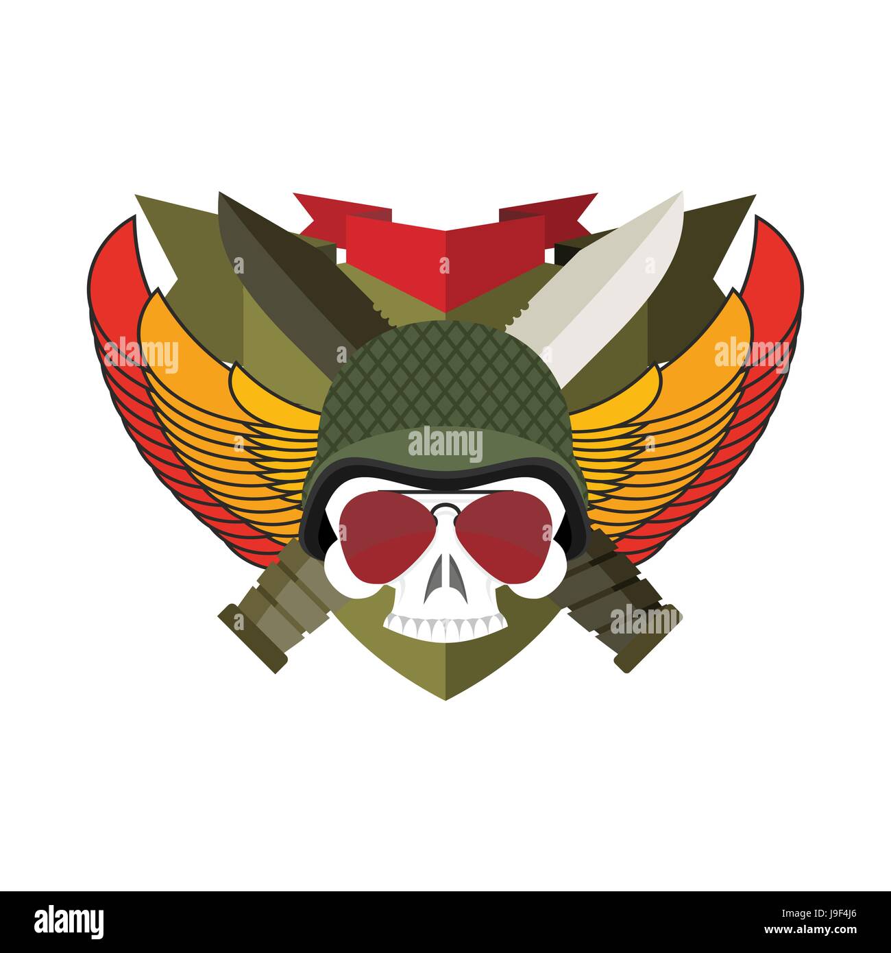 Military emblem Skull in beret. Wings and weapons. Army logo. Soldiers ...