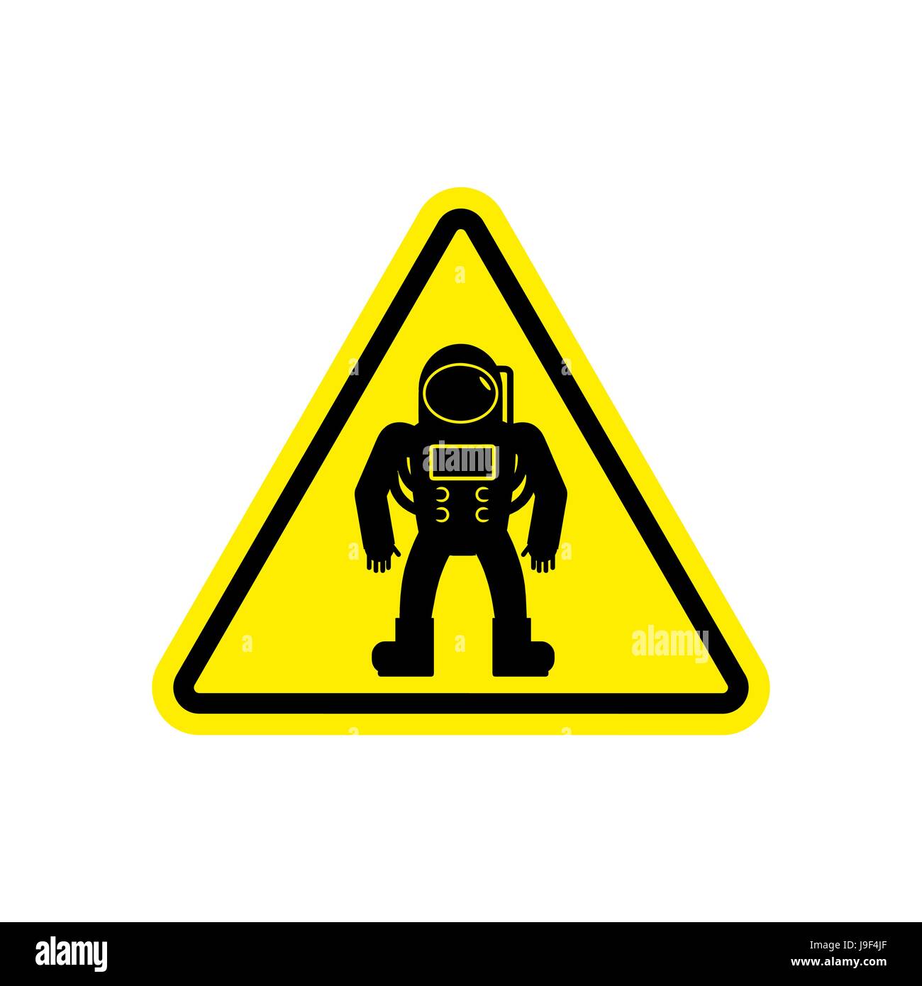 Astronaut Warning sign yellow. Cosmonaut Hazard attention symbol ...